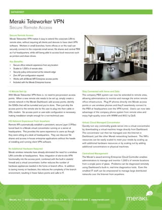 Meraki Datasheet VPN | PDF
