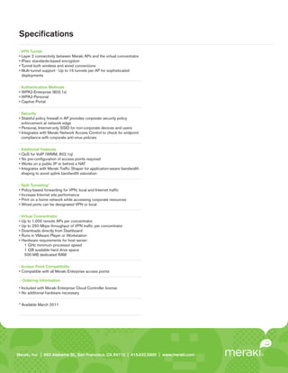Meraki Datasheet VPN | PDF