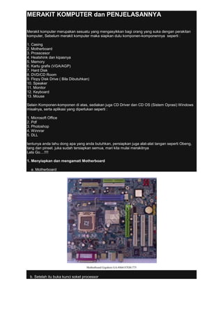 Perakitan Komputer dan Penjelasannya~arpn | PDF