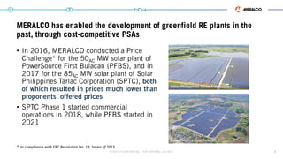 MERALCO's Experience in Procuring Supply from Renewable Energy Sources ...