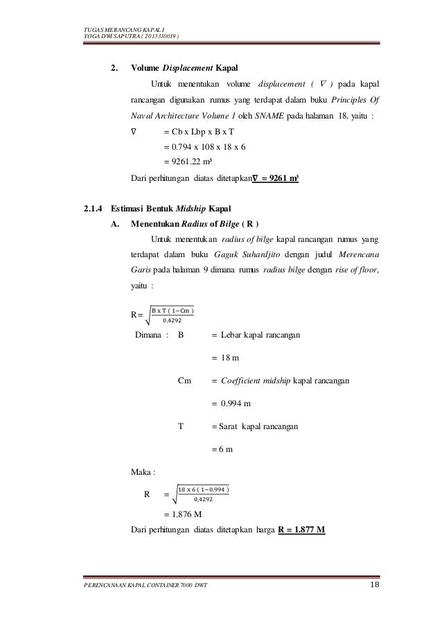 Tugas Merancang Kapal I (Container 7000 DWT)