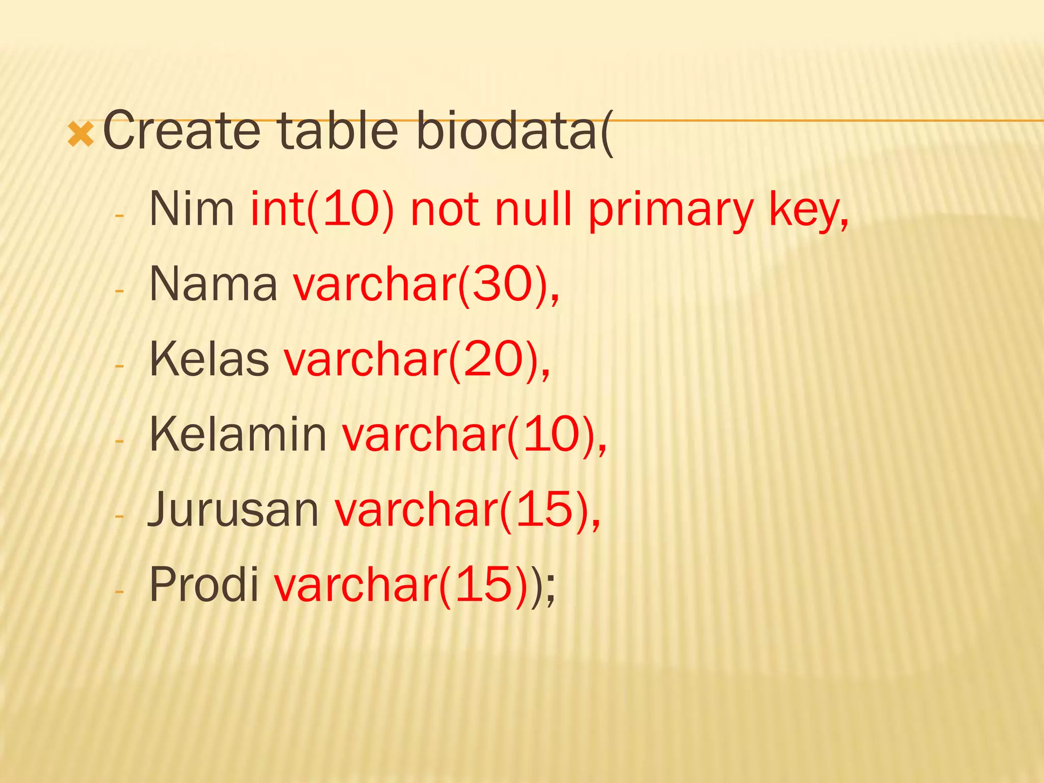 Merancang database mahasiswa | PPT
