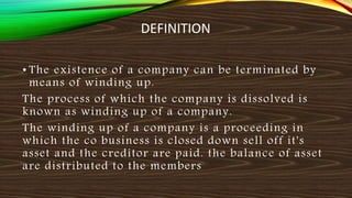 winding up of a company | PPTX
