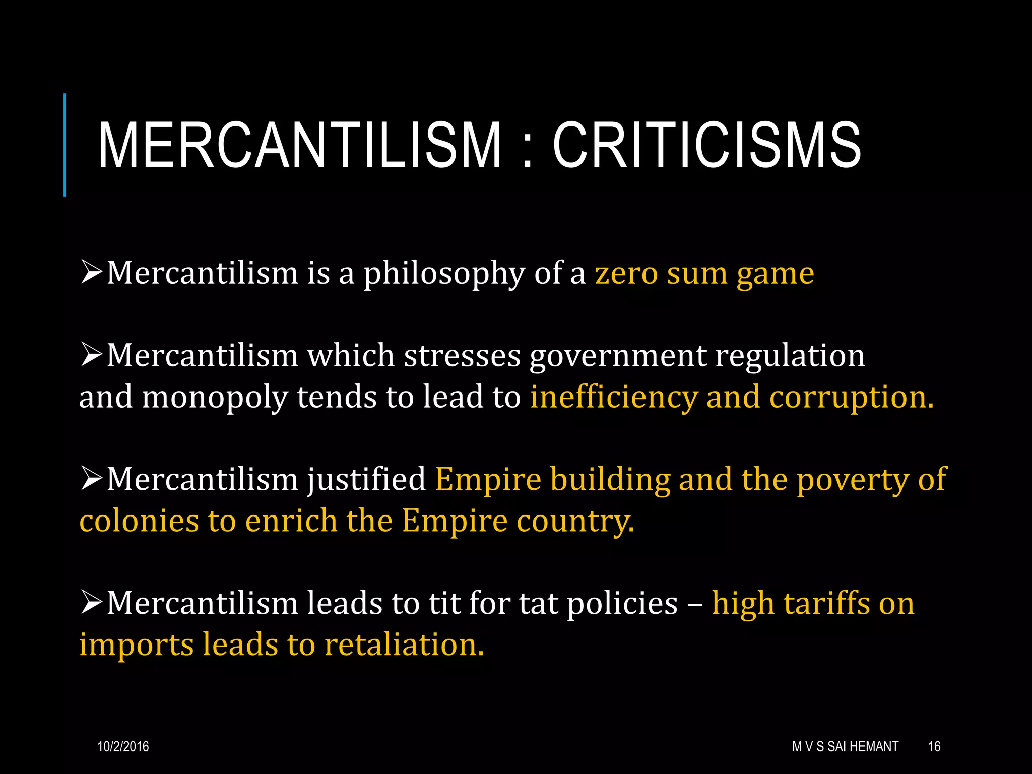 International Trade Theory : Mercantilism | PPTX