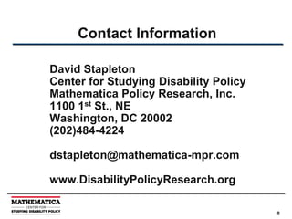 David Stapleton Presentation for Mercatus Center SSDI Panel | PPT