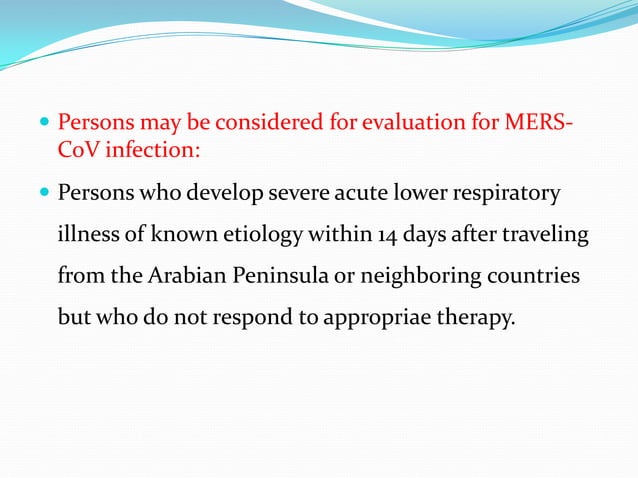 MIDDLE EAST RESPIRATORY SYNDROME CORONA VIRUS (MERS CoV) | PPT