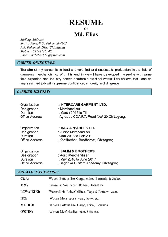 Merchandiser cv elias | DOC