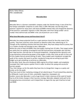 Brand Identity of Mercedes Benz | DOCX