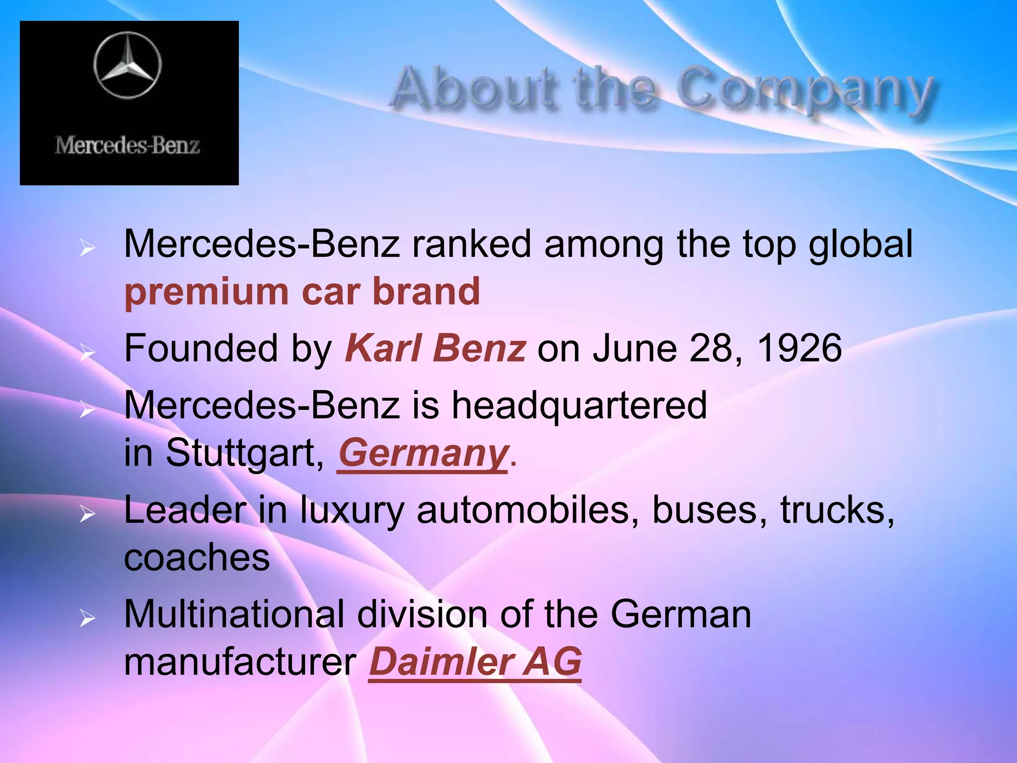 Mercedes Benz Business Plan Presentation | PPTX
