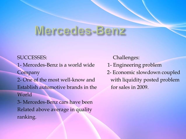 Mercedes Benz Business Plan Presentation | PPTX