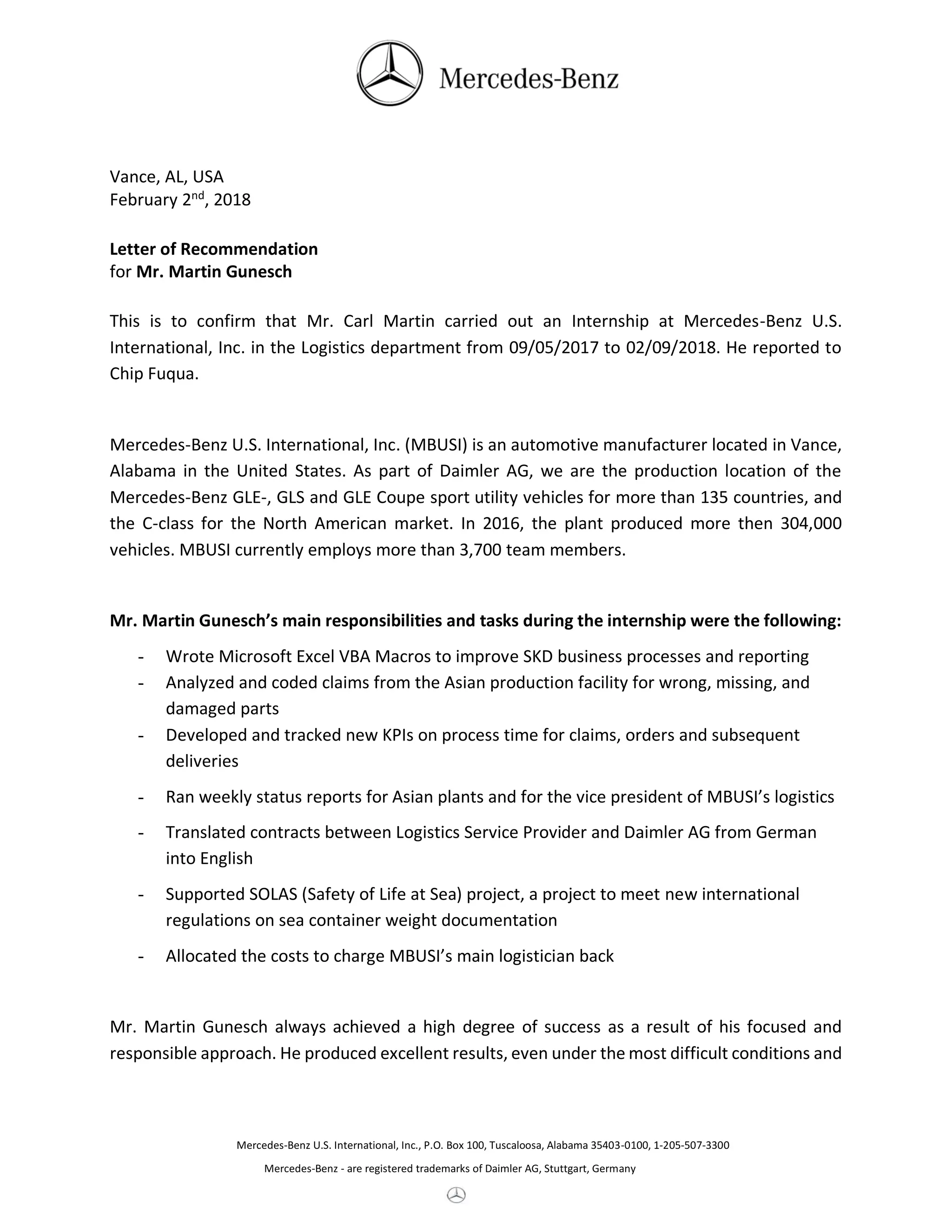 Performance Review - Mercedes Benz U.S. International | PDF