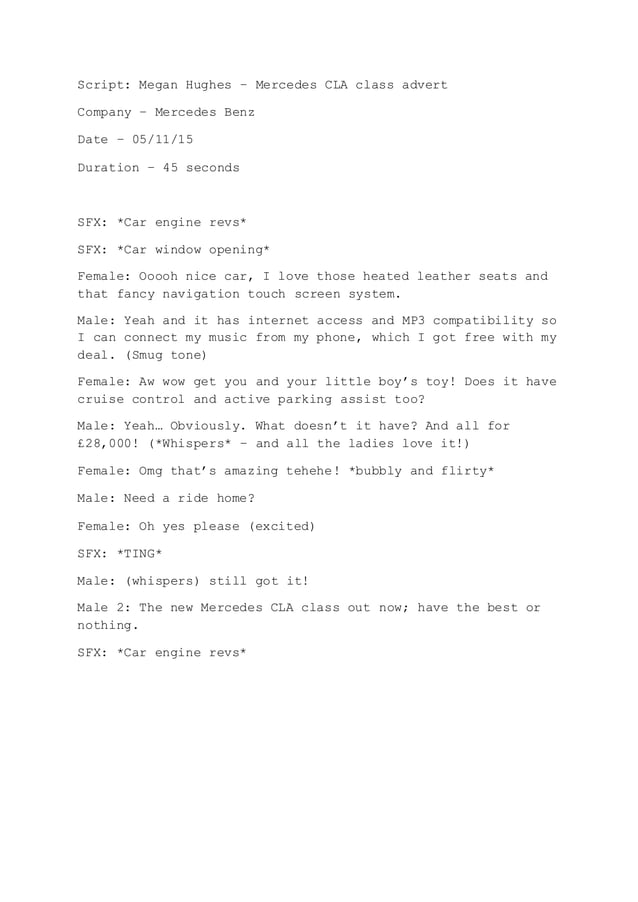 Mercedes advert script | DOCX
