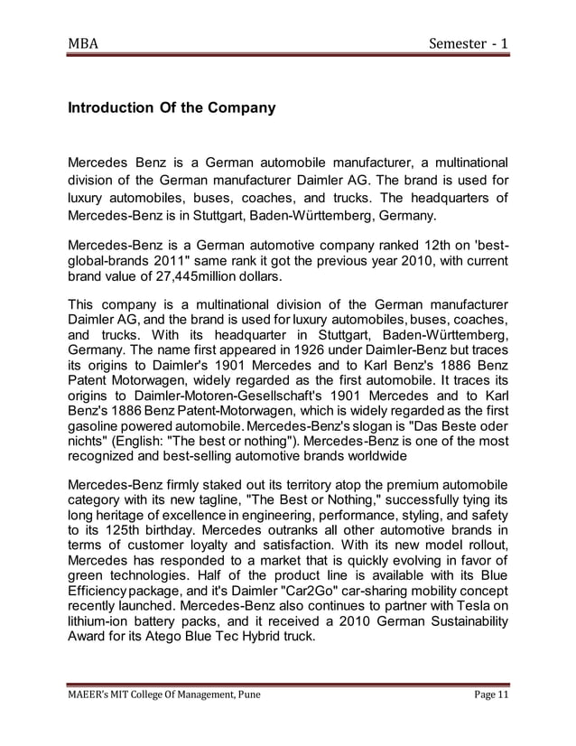Mercedes business project | PDF