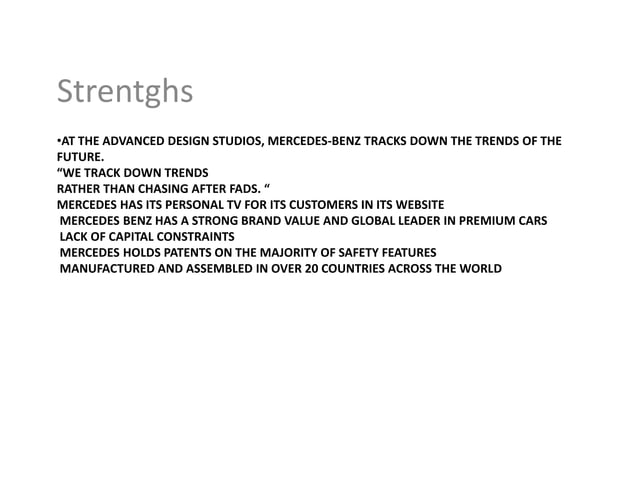 Mercedes benz SWOT analysis | PPTX