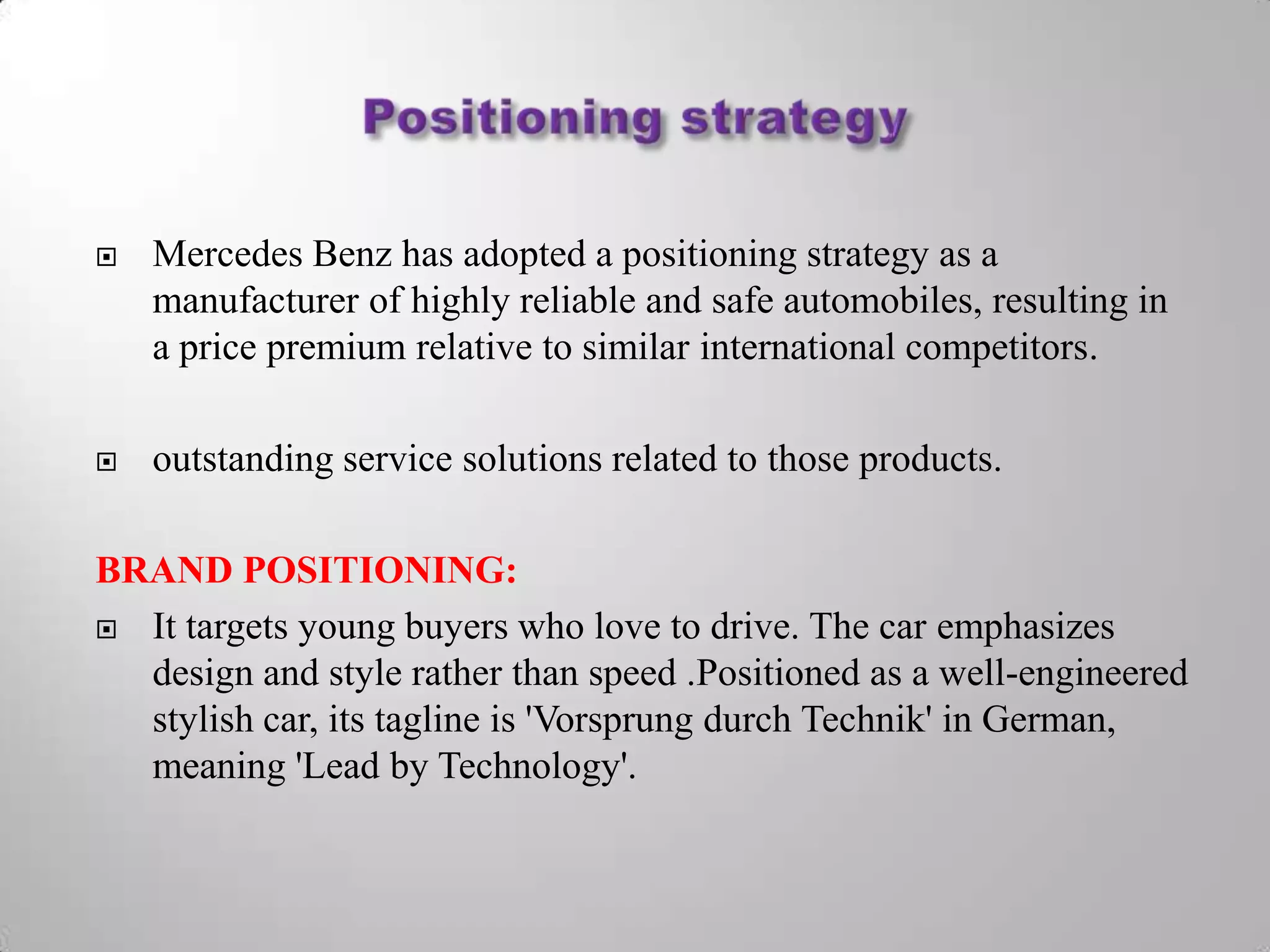 Mercedes Benz market | PPTX | Automotive Industry | Industries