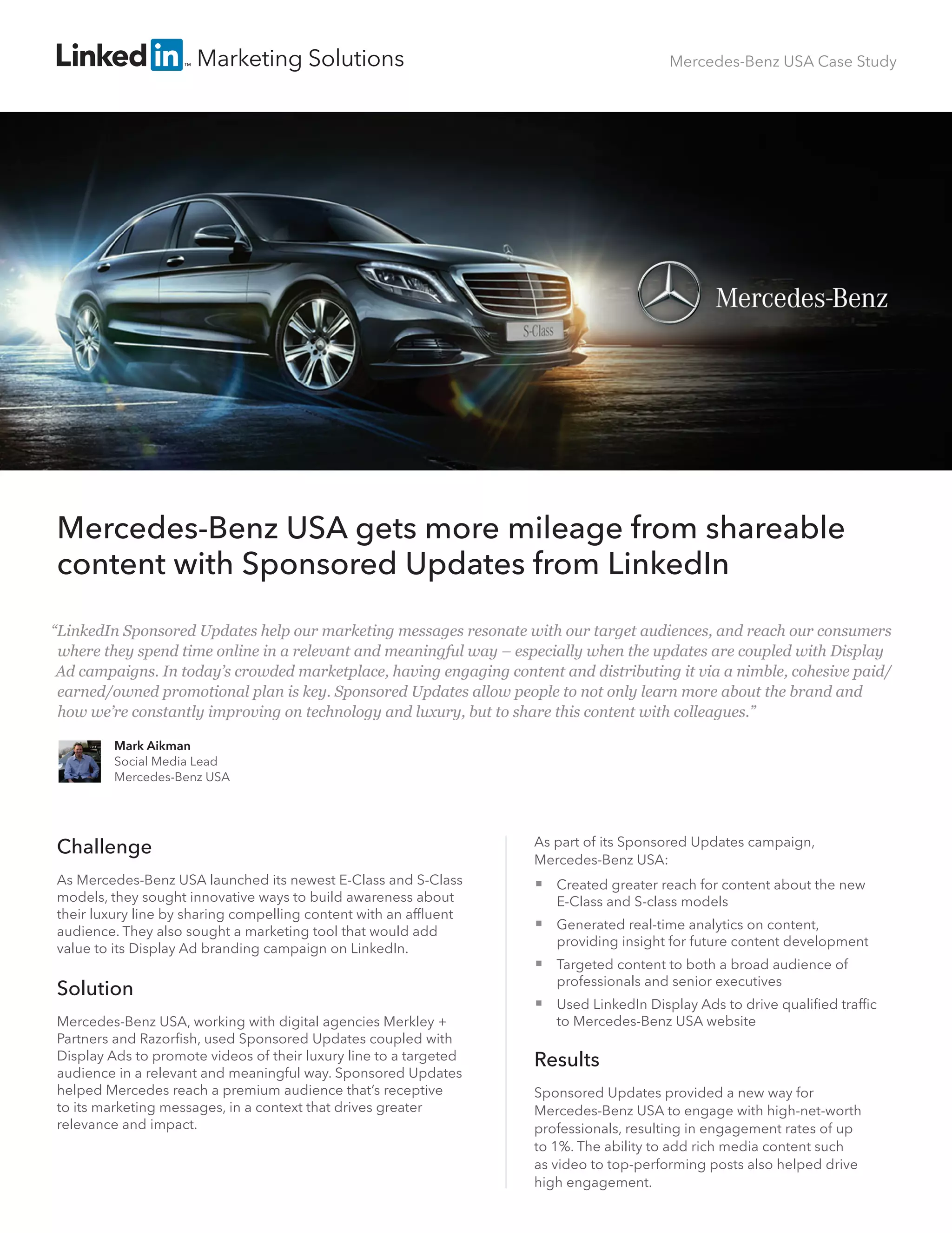 Mercedes-Benz Case Study: Getting more mileage from shareable content ...