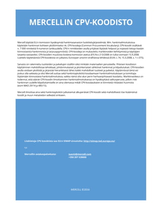 Mercell CPV-luokittelujärjestelmän rakenne | PDF