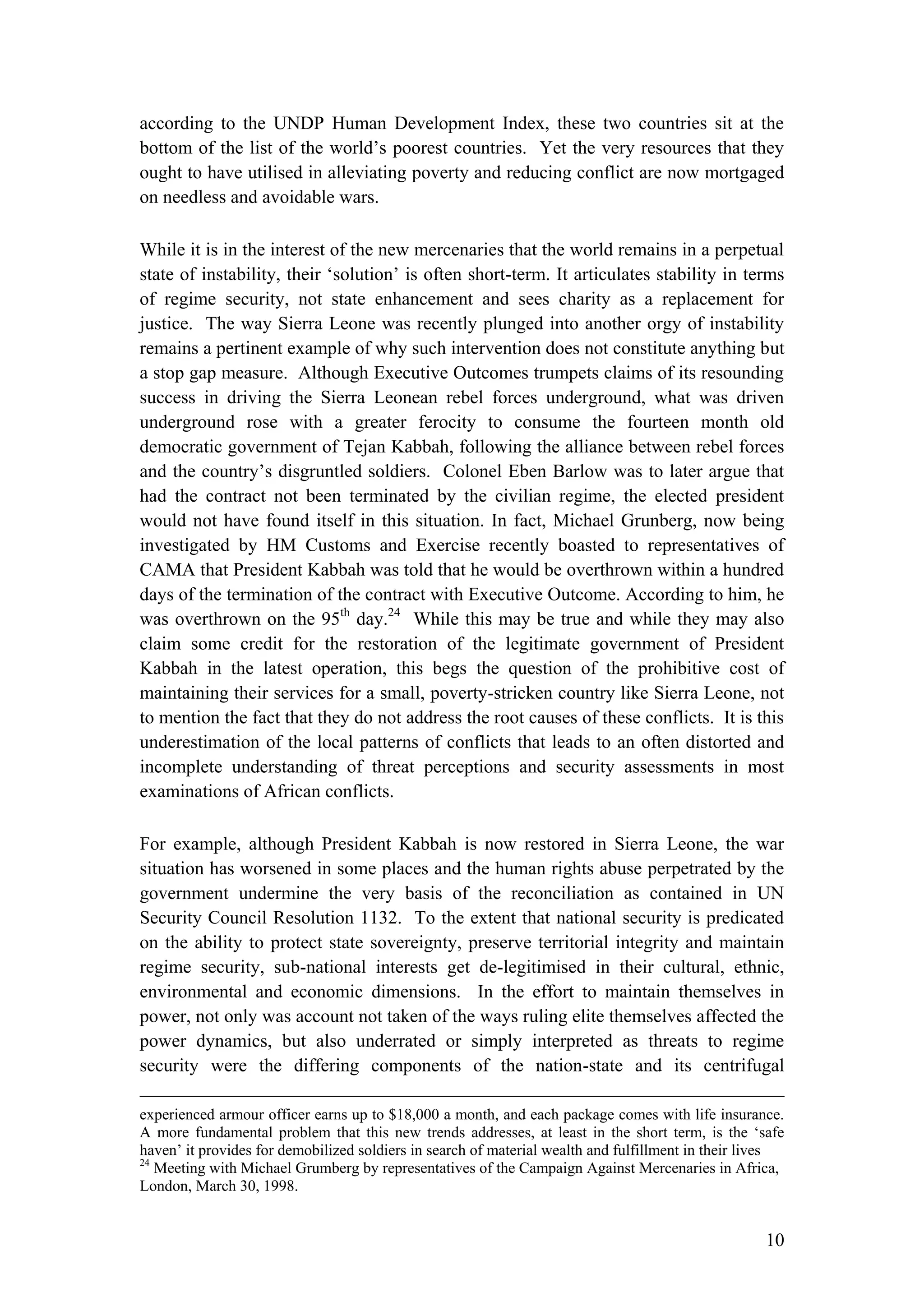 Mercenaries and African Conflicts: A Critique | PDF