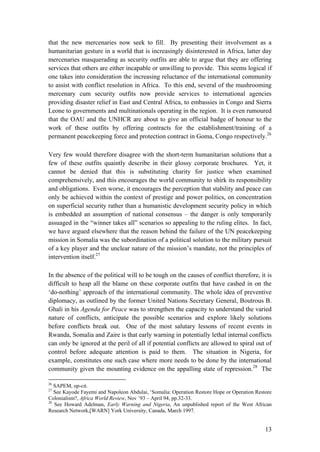 Mercenaries and African Conflicts: A Critique | PDF