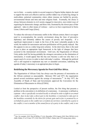 Mercenaries and African Conflicts: A Critique | PDF