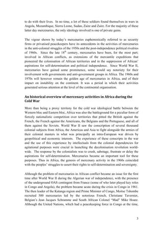 Mercenaries and African Conflicts: A Critique | PDF