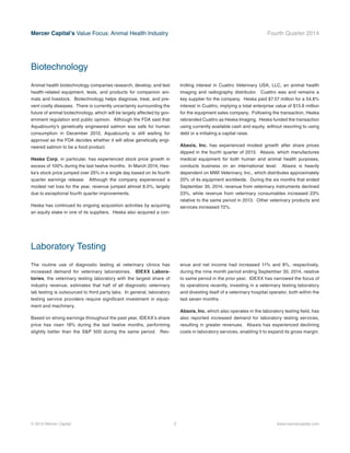 Mercer Capital's Value Focus: Animal Health | Q4 2014 | Segment ...