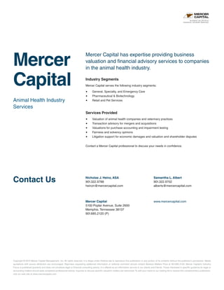 Mercer Capital's Value Focus: Animal Health | Q4 2014 | Segment ...