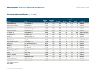 Mercer Capital's Value Focus: Medtech & Device Industry | Q4 2018 | PDF
