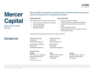 Mercer Capital's Value Focus: Agribusiness | Q4 2016 | Segment ...