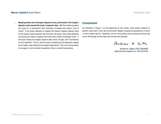 Mercer Capital's Bank Watch | September 2023 | The Interest Rate Environment Done Got Old | PDF