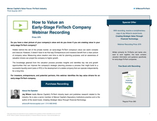 Mercer Capital's Value Focus: FinTech Industry | Third Quarter 2017 | PPT