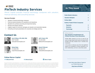 Mercer Capital's Value Focus: FinTech Industry | Mid-Year 2019 | PPT