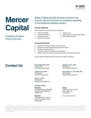 Mercer Capital's Value Focus: Healthcare Facilities | Year-End 2017 | PDF