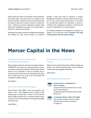 Mercer Capital's Value Matters™ | Issue No. 2 2018 | PDF
