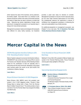 Mercer Capital's Value Matters™ | Issue No. 2, 2018 | PDF