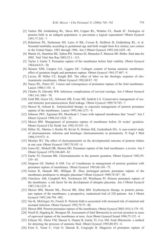 Mercer Clin Perinatol 2004, Rpm Diagnosis And Management | PDF