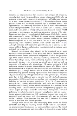 Mercer Clin Perinatol 2004, Rpm Diagnosis And Management | PDF