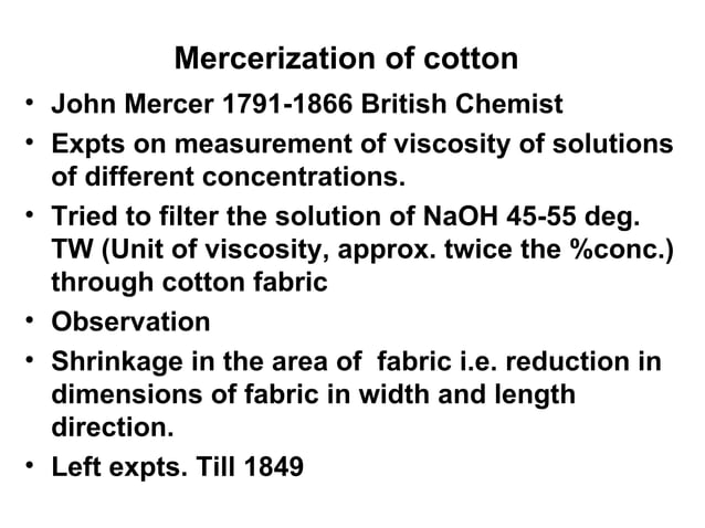 Mercerization of cotton | PPT