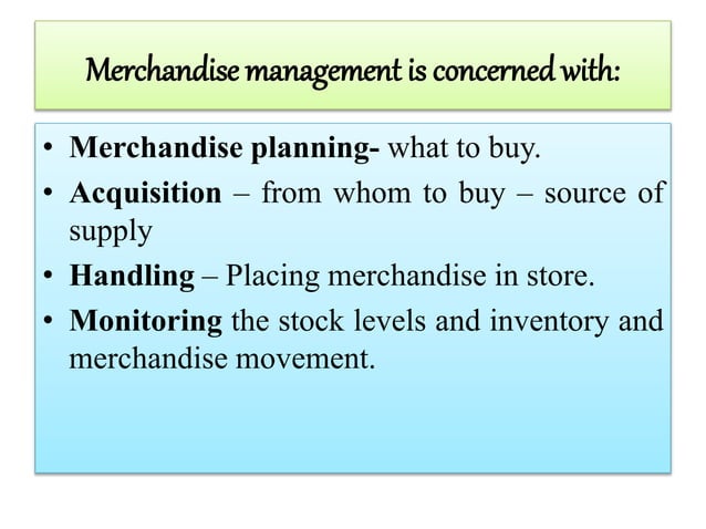 Merchandise management | PPTX | Retail Industry | Industries