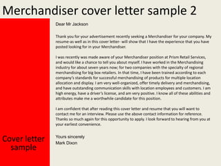 Merchandiser cover letter | PPTX