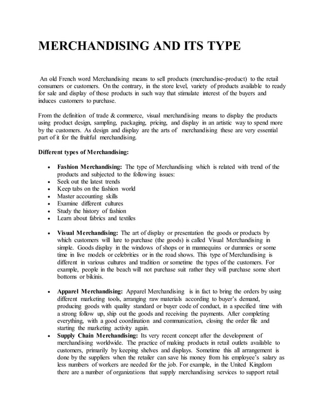 Merchandising and its type | PDF
