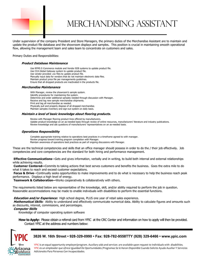 Merchandising Assistant | PDF