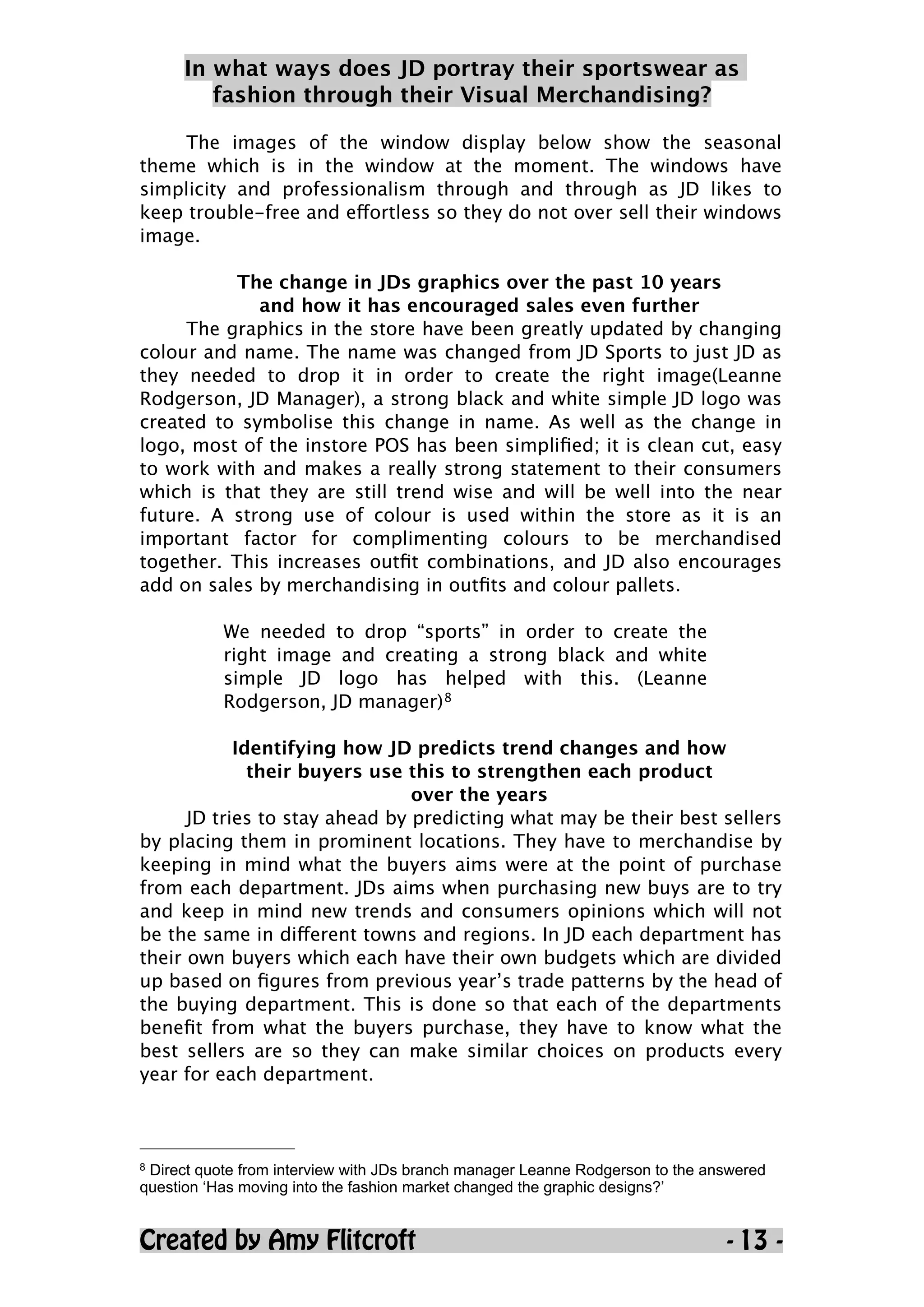 Merchandising report | PDF