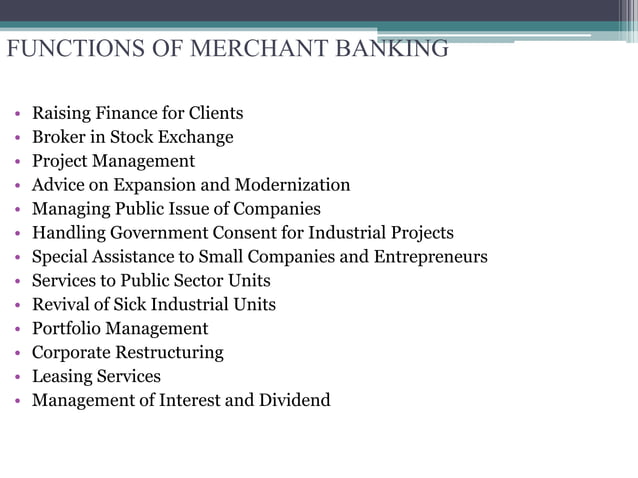 Merchant banking | PPTX | Business Banking & Finance | Business