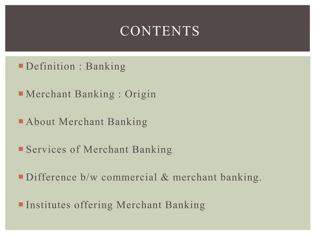 Merchant banking | PPT