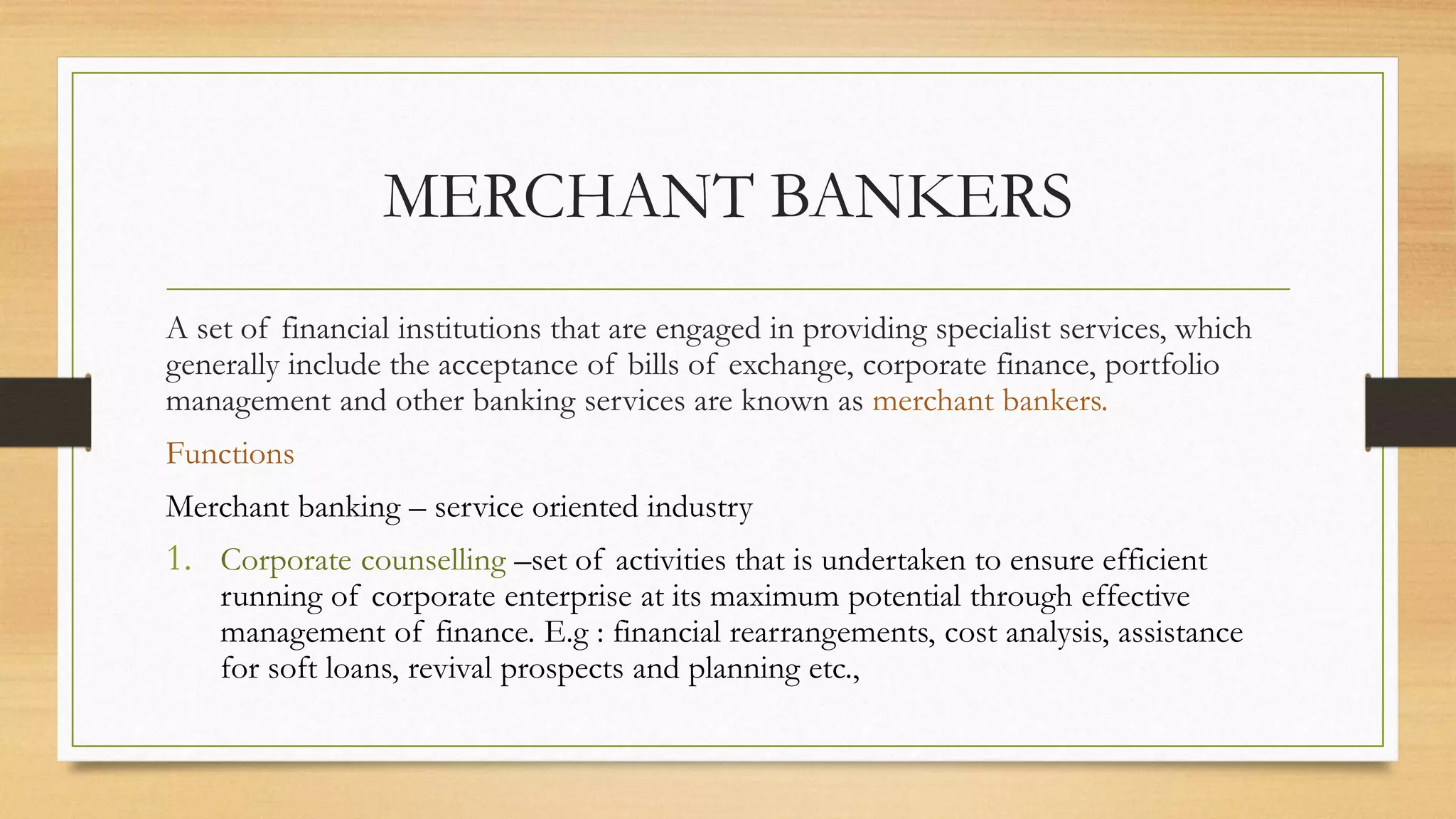 Merchant banking