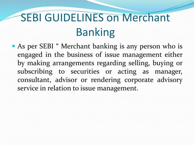 Merchant Banking Functions and Guidelines | PPT