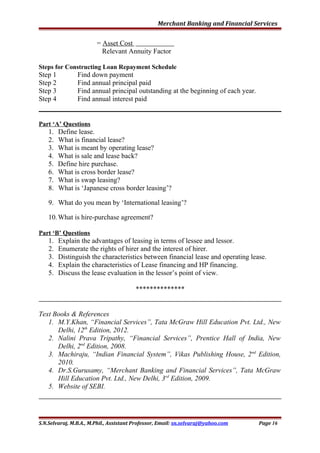 Merchant banking and financial services unit 4 notes for mba | DOC