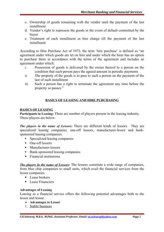 Merchant banking and financial services unit 4 notes for mba | DOC ...