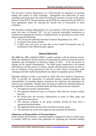 Merchant banking and financial services unit i notes for mba | DOC